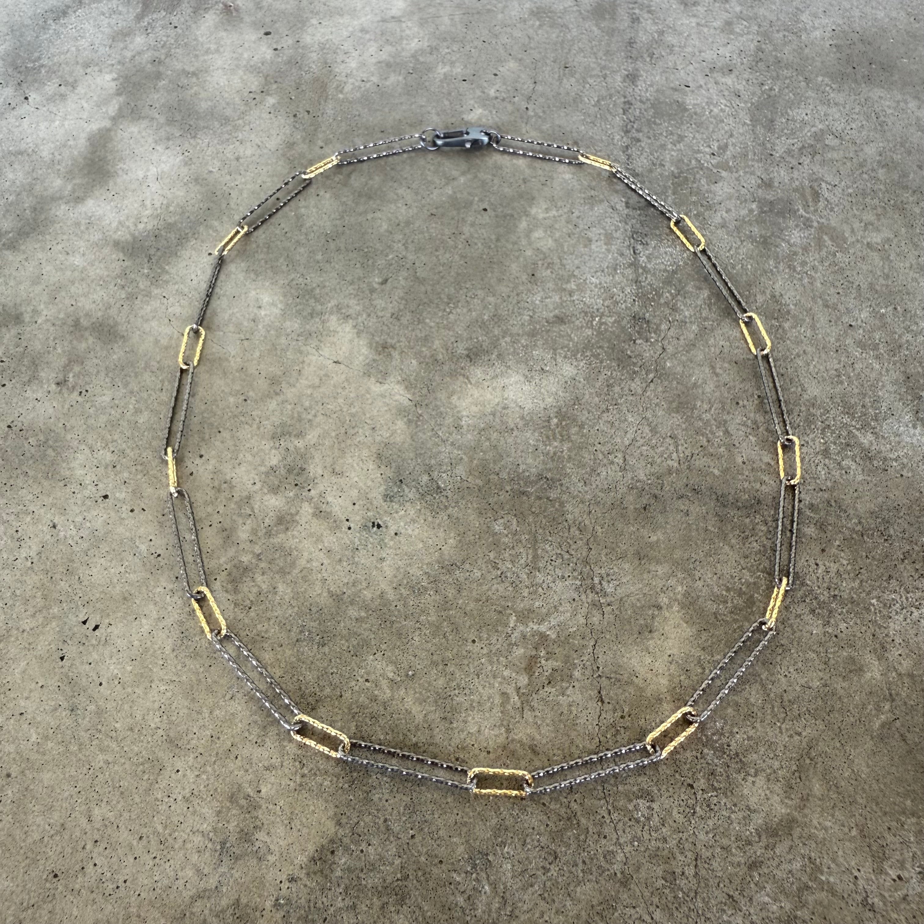 two tone textured link chain – Lisa Crowder Studio